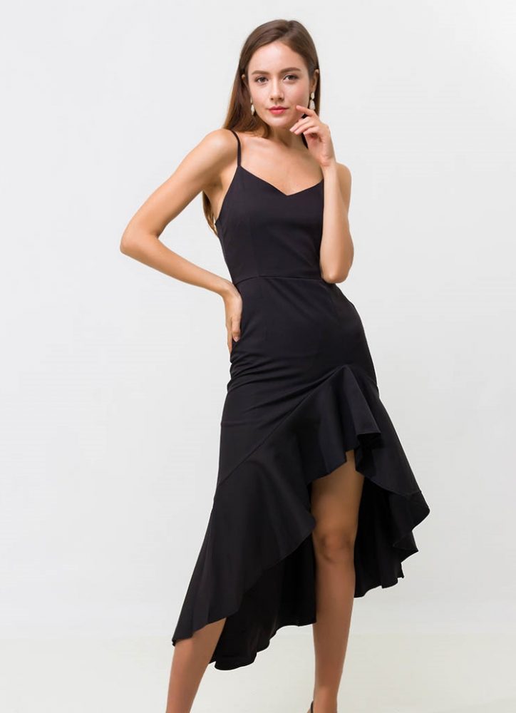 ESME ASSYMMETRICAL HEM DRESS (BLACK) S,M,L > A Spoonful Of Clothes